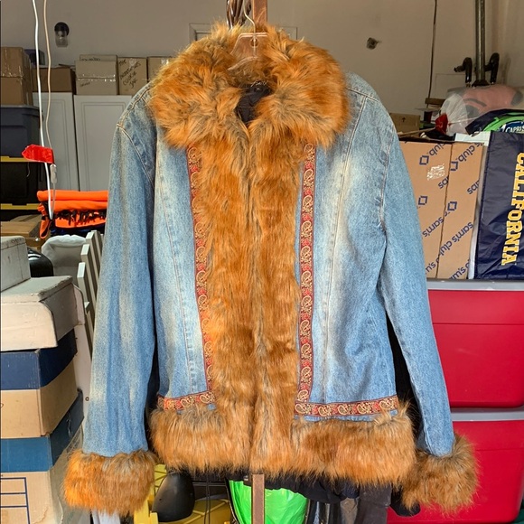 kaity | Jackets & Coats | Denim Jean Jacket With Faux Fur Trim | Poshmark